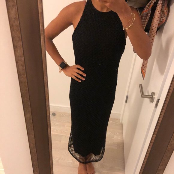 Dresses | Zara Black Fishnet Midi Dress | Poshmark